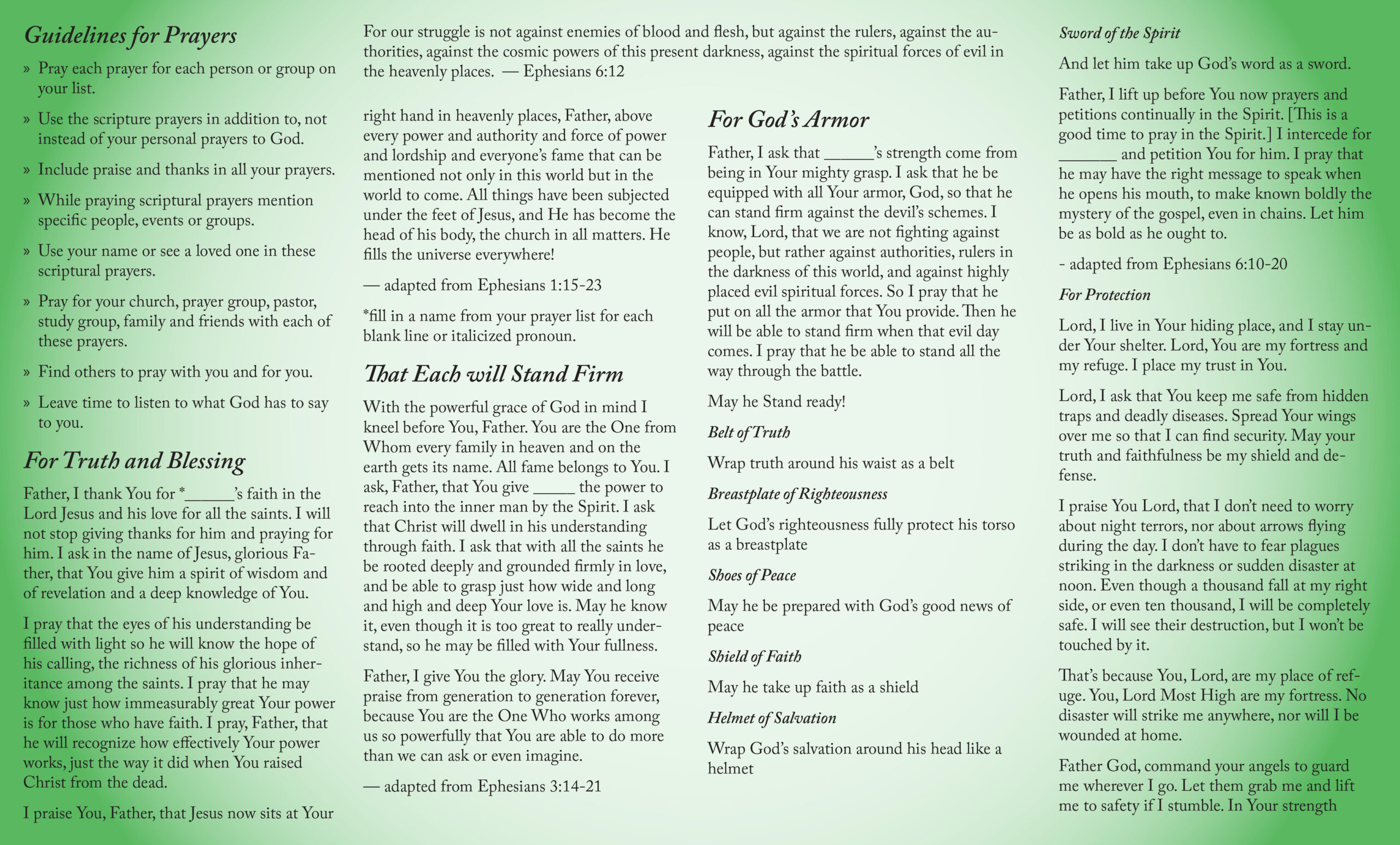 Prayer Scriptures for Prayer Warriors (Pamphlet) – Energion Direct